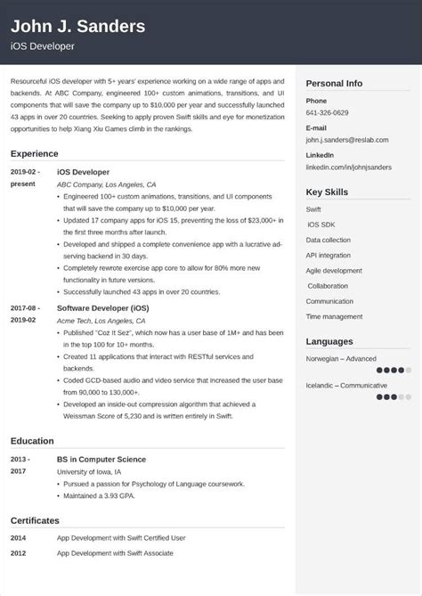 ios developer resume—sample and 25 writing tips