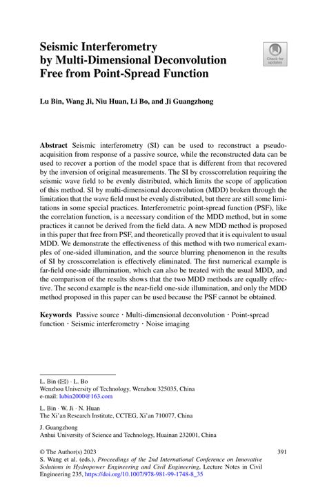 Pdf Seismic Interferometry By Multi Dimensional Deconvolution Free From Point Spread Function