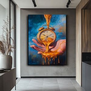 Surreal Clock Canvas Art Surreal Melting Clock In Hand Art