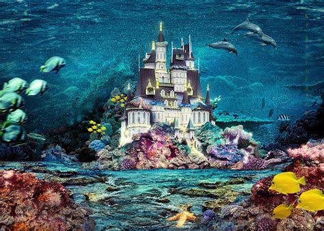 Underwater Castle Wallpaper Underwater Wallpaper With Dolphin And Sand