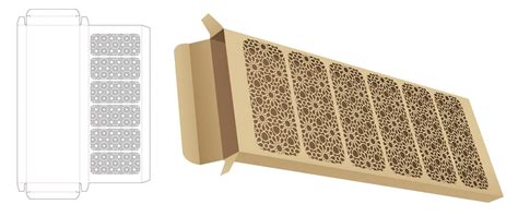 스텐실 아랍어 패턴 다이 컷 템플릿 및 3d 모형이 있는 주석 및 긴 포장 프리미엄 벡터