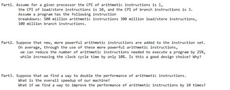 Solved Assume For A Given Processor The Cpi Of Arithmetic