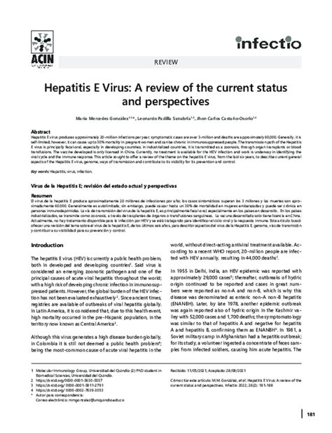 Pdf Hepatitis E Virus A Review Of The Current Status And Perspectives