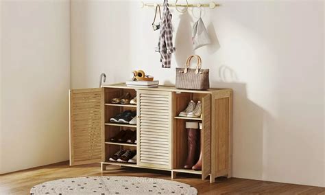 Up To 19 Off On Homcom Bamboo Shoe Cabinet 120cm Storage Unit