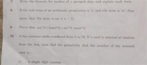 7 Write The Formula For Median Of A Grouped Data And Explain Each Term