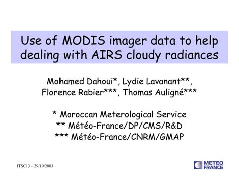 Use Of Modis Imager Data To Help