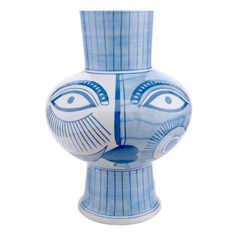 Dar Lighting Picasso Large Ceramic Table Lamp In Blue And White Face