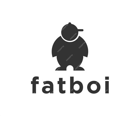 뚱뚱한 소년 로고 디자인 벡터 일러스트 레이 션 프리미엄 벡터