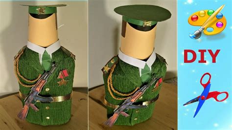 Декор бутылки своими руками 23 февраля 9 мая День пограничника Diy Youtube