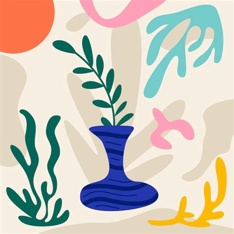 Premium Vector Flat Abstract Art With Henri Mattise Style Painting