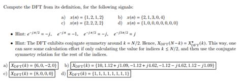 Solved Compute The DFT From Its Definition For The Chegg Com