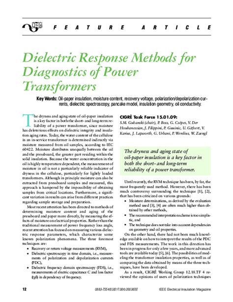 Pdf Dielectric Response Methods For Diagnostics Of Power Transformers