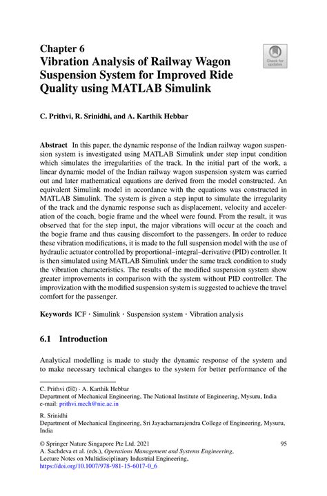 Pdf Vibration Analysis Of Railway Wagon Suspension System For Improved Ride Quality Using