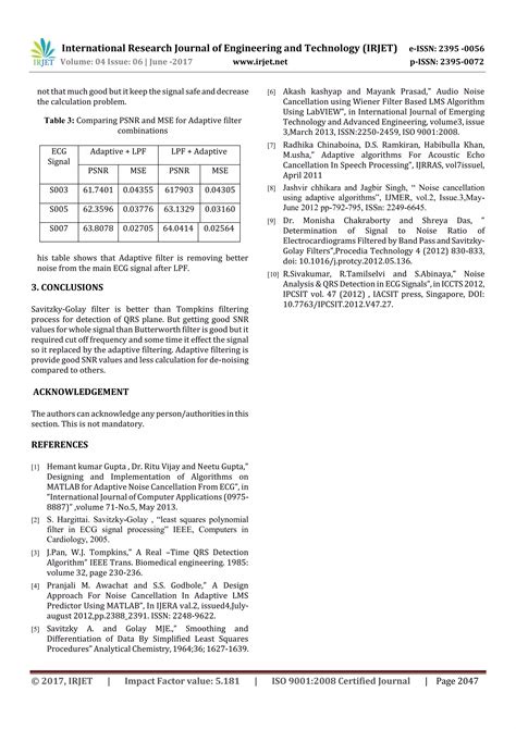 Ecg Signal Denoising Using Digital Filter And Adaptive Filter Pdf