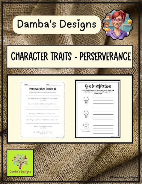 Character Traits Perseverance By Dambas Designs Tpt