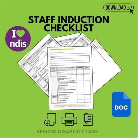 Ndis Staff Induction Checklist Digital Download Word Document
