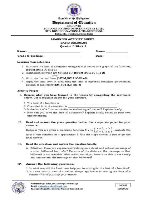 Las Basic Calculus Week 1 Pdf Function Mathematics Human