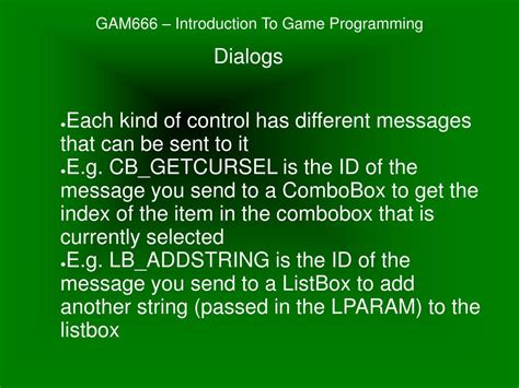 Ppt Gam666 Introduction To Game Programming Powerpoint Presentation