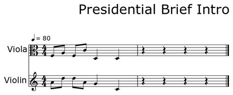 Presidential Brief Intro Sheet Music For Viola Violin