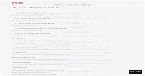 Editorjs React Example Codesandbox
