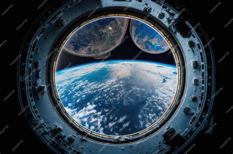 Premium AI Image | The view of the earth from the window of a space station Generative AI