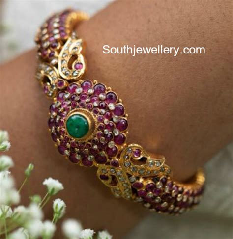 Peacock Ruby Kada Indian Jewellery Designs