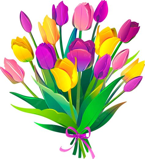 Premium Vector Bouquet Of Tulips Flowers Beauty Spring 3540910