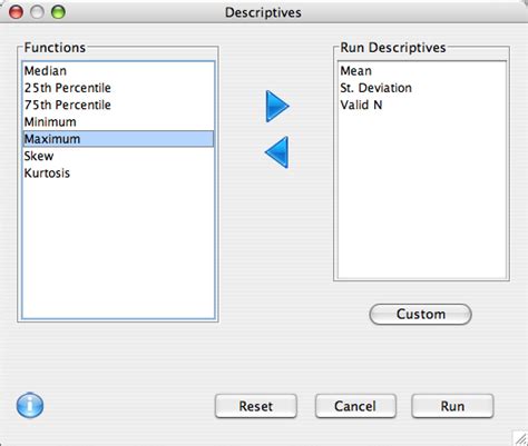 Deducer A GUI For R Main Descriptives