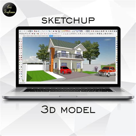 Sketchup 3d Model Two Storey House Simple Design Perspective