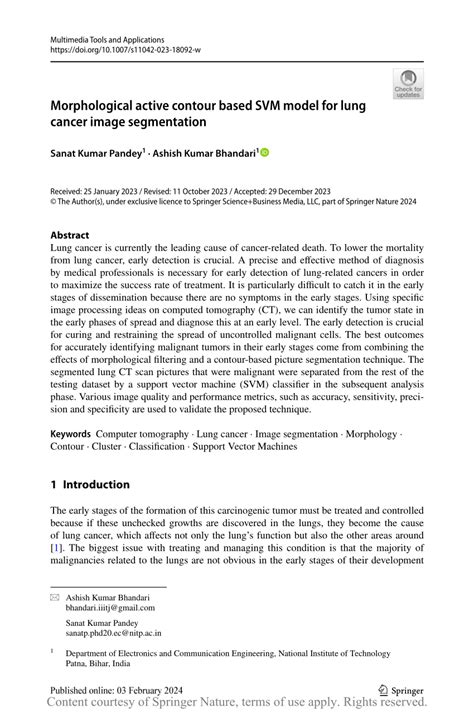 Morphological Active Contour Based Svm Model For Lung Cancer Image