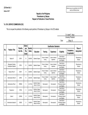 Fillable Online CS Form No To CIVIL SERVICE COMMISSION CSC Date Fax Email Print PdfFiller