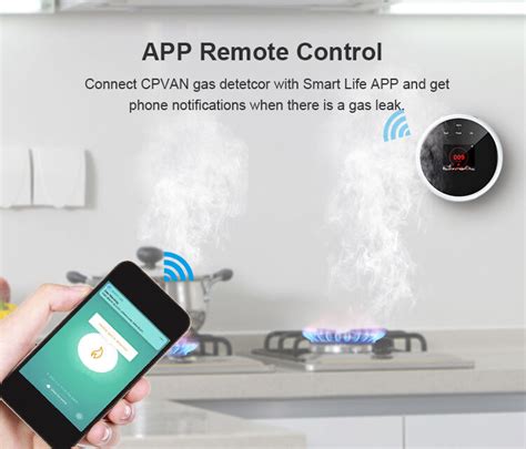 Smart Wifi Natural Gas Leak Detector App Remote Smoke Monitor Combustible Gas Alarm Smart Gas