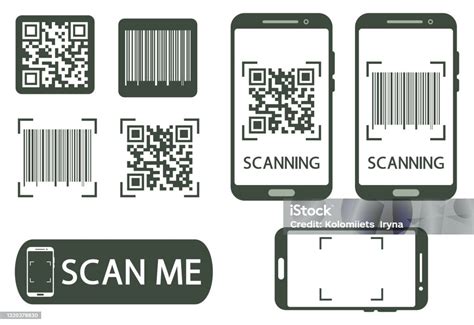 Qr 코드 확인 개념입니다 스마트폰 화면에서 기계가 읽을 수 있는 바코드 Qr 및 바코드를 스캔하는 프로세스입니다 비문 은 스마트 폰 아이콘으로 나를 스캔 Brand