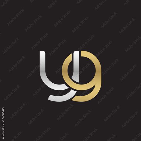 Initial Lowercase Letter Yg Linked Overlapping Circle Chain Shape Logo Silver Gold Colors On