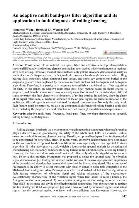 Pdf An Adaptive Multi Band Pass Filter Algorithm And Its Dokumentips