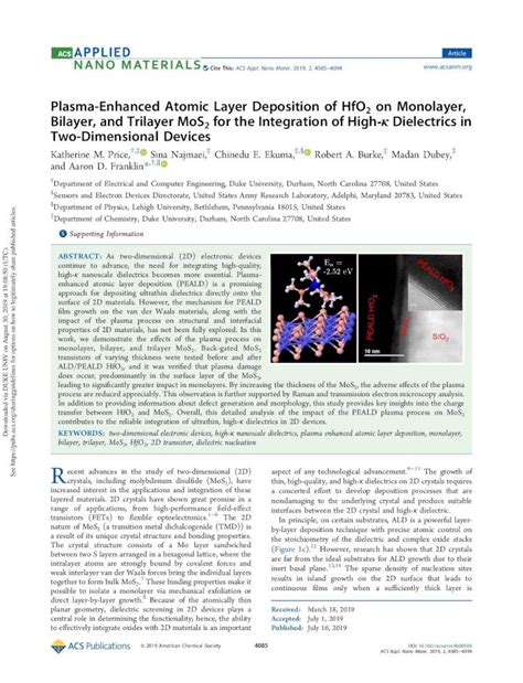 Pdf Plasma Enhanced Atomic Layer Deposition Of Hfo2 On · 2019 8 30 · Hfo 2 The Process