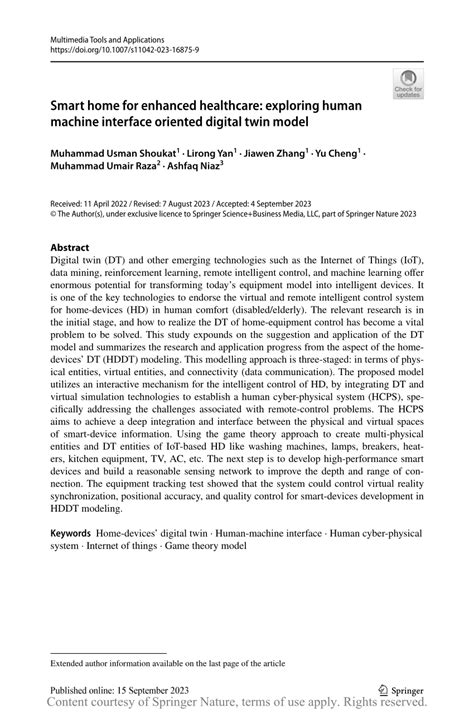 Smart Home For Enhanced Healthcare Exploring Human Machine Interface