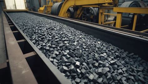 Conveyor Belt Transporting Raw Materials In An Industrial Factory