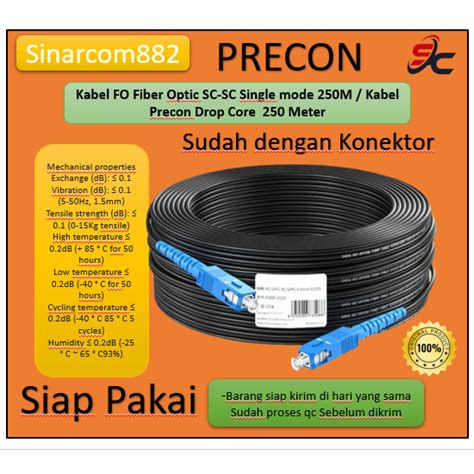 Fo Fiber Optic Sc Sc Single Mode 250m Cable 250 Meter Drop Core