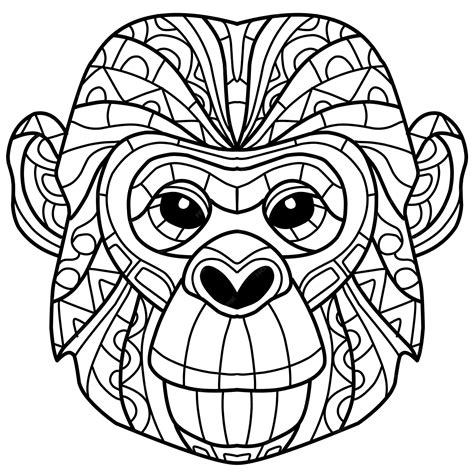 Śliczna Małpa Kolorowanka Zentangle Ręcznie Rysowane Na Białym Tle Na Białym Tle Premium Wektor