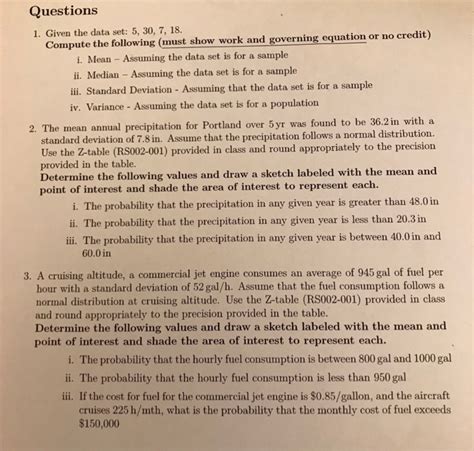 Solved Questions 1 Given The Data Set 5 30 7 18 Compute