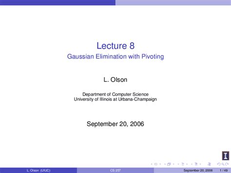 Gaussian Elimination With Pivoting In Numerical Methods Cs 257 Docsity