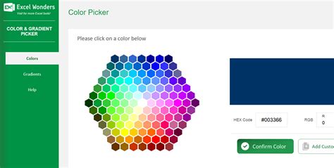 Color And Gradient Picker Excel Template Excel Wonders