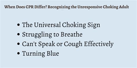 How Does CPR Differ In An Unresponsive Adult Choking Victim First Aid For Free