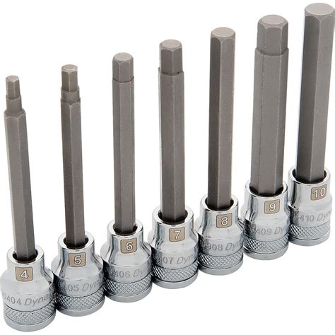 3 8 Drive 7 Piece Metric Long Hex Socket Set 4mm 10mm Dynamic