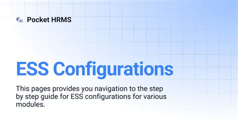 Ess Configurations Pocket Hrms