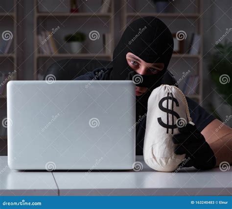 Hacker Hacking Computer Late At Night Stock Image Image Of Moneybag