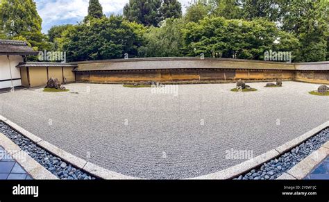 Ryoan Ji Temple With Its Lake And Zen Garden In Kyoto Japan Stock