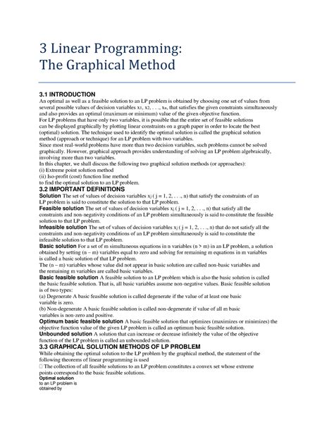 3 Linear Programming The Graphical Method 3 Linear Programming The