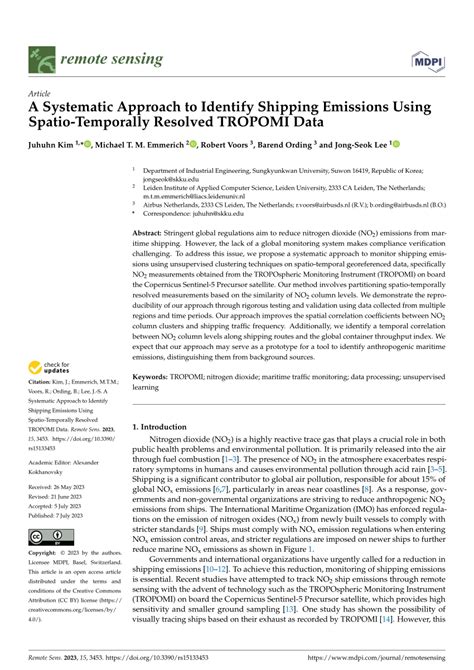 Pdf A Systematic Approach To Identify Shipping Emissions Using Spatio Temporally Resolved